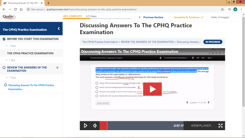 The CPHQ Practice Examination – Quality Pioneers
